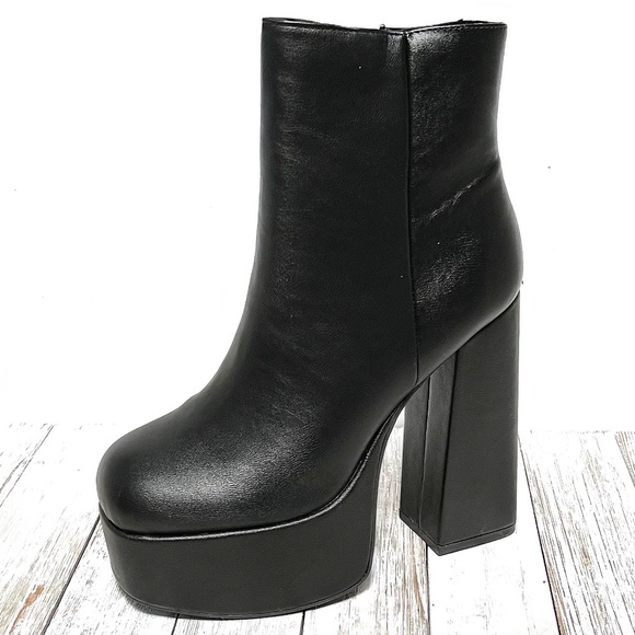 Shoes | New Black Platform Chunky Heel Ankle Boots Booties | Poshmark